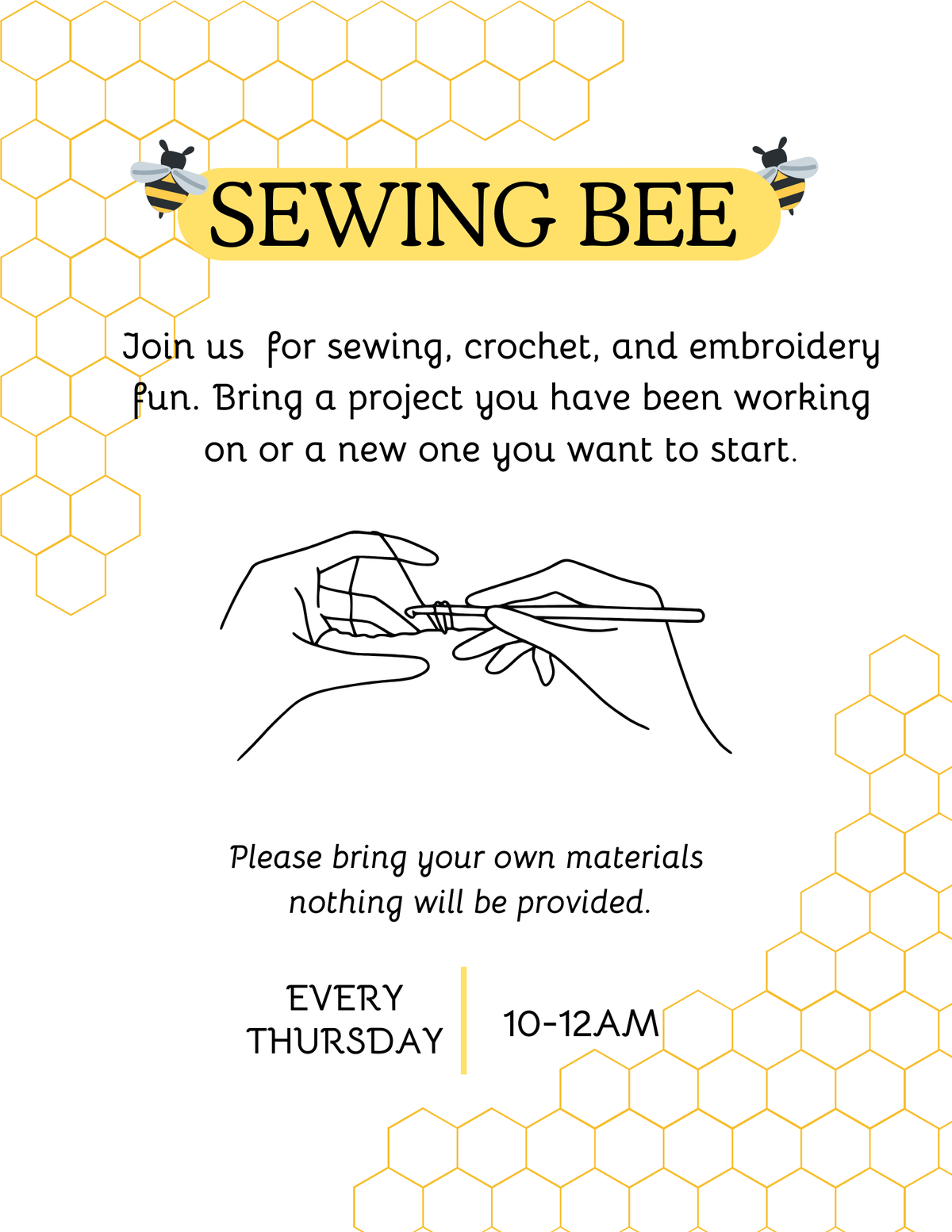 Sewing Bee Club — Genevieve Miller Hitchcock Public Library
